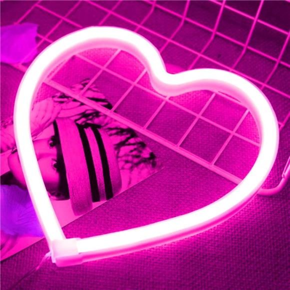 Accents | Pink Heart Neon Sign Battery Operated Or Usb Powered Led Neon ...